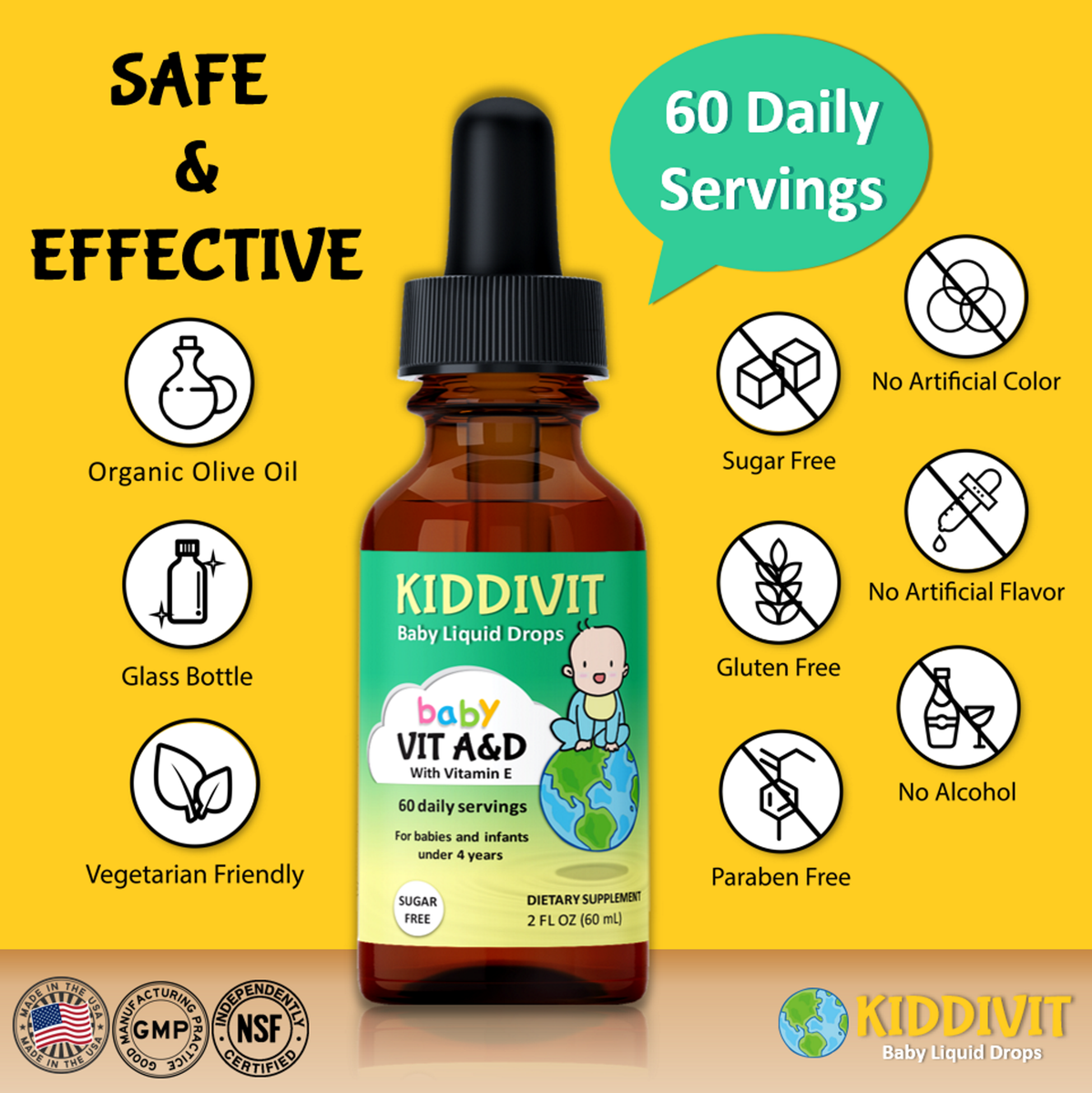 Baby Vitamin A&D Liquid Drops 2 FL OZ – KIDDIVIT