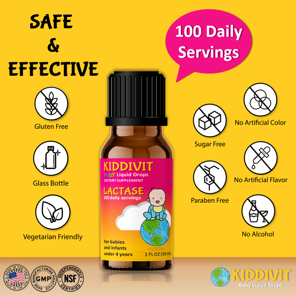 Baby Lactase Liquid Drops 1 FL OZ – KIDDIVIT